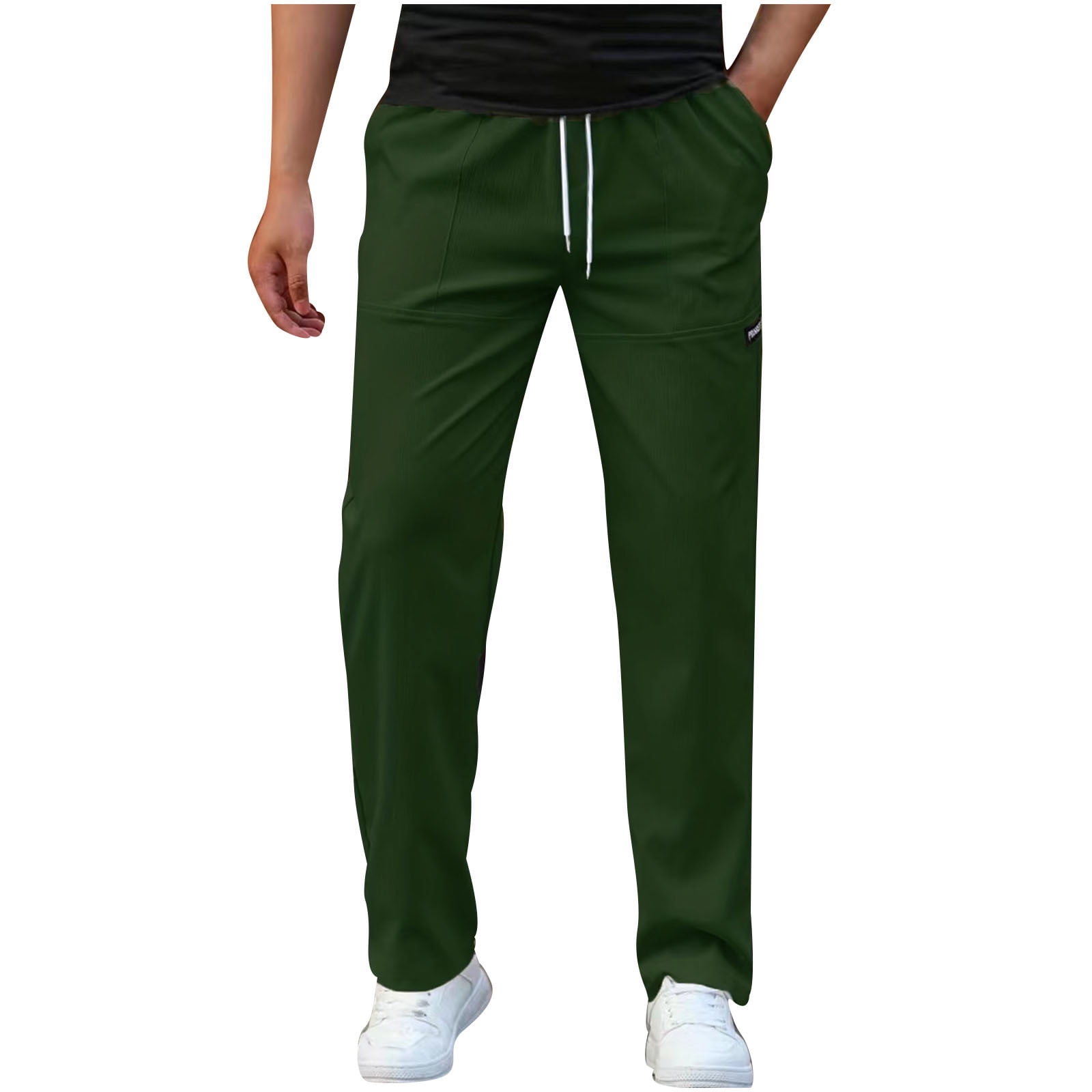 Riforla Mens Four Seasons Comfortable Casual Pants Loose Solid Color ...