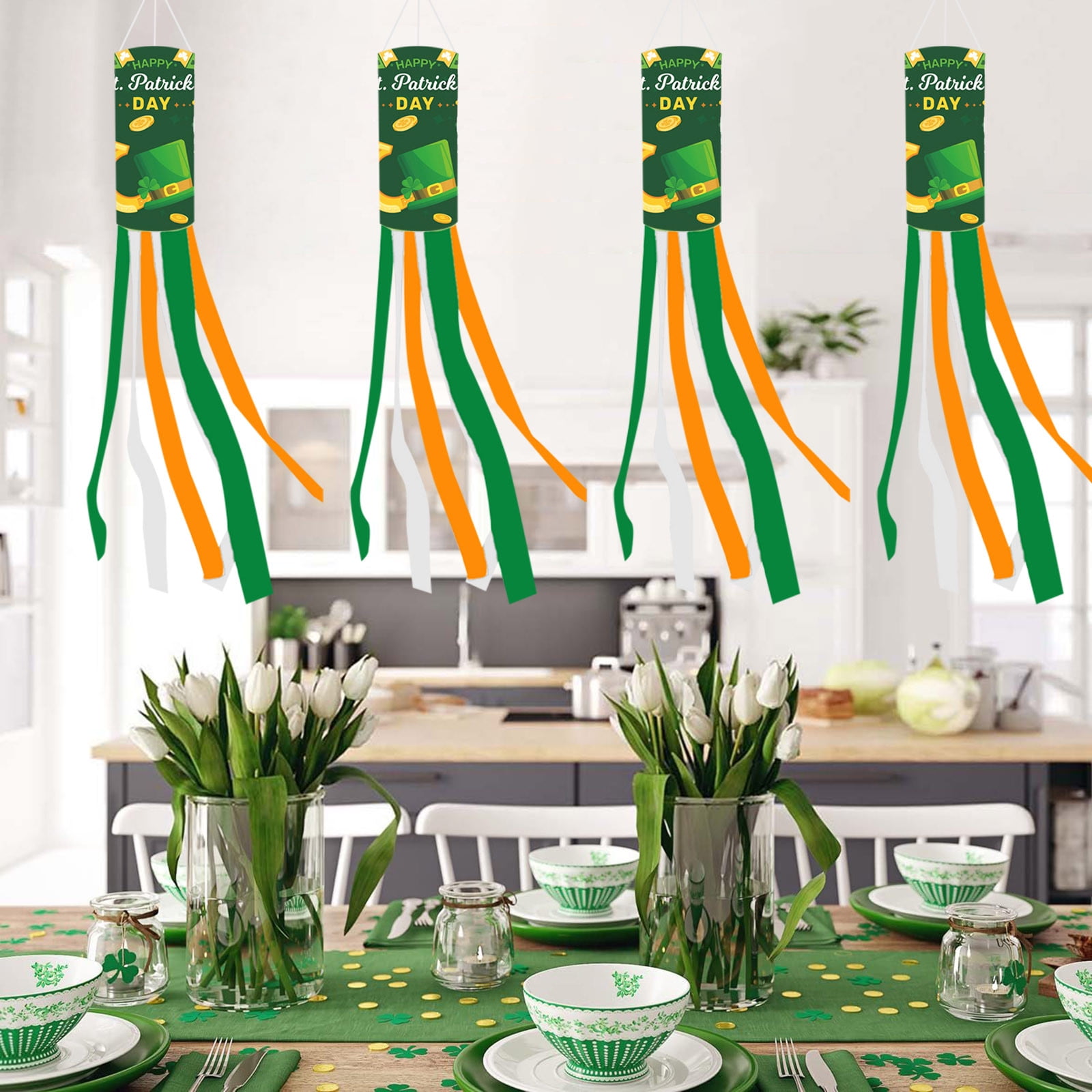 Riforla St. Patrick's Day Windsock Flag Garden Hanging Flag Green ...