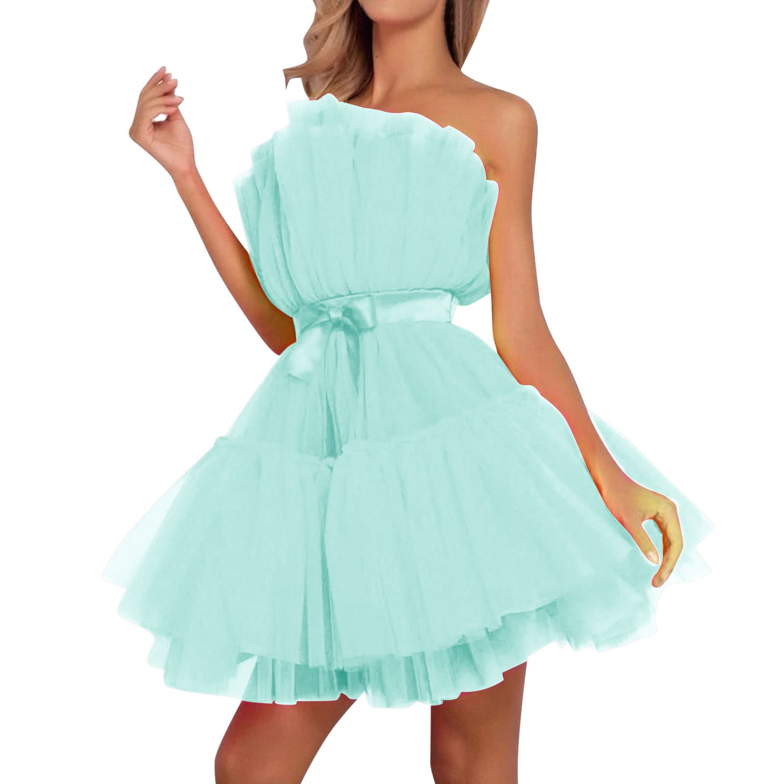 Riforla Tulle Dress Women off Shoulder Short Puffy Prom Dresses ...