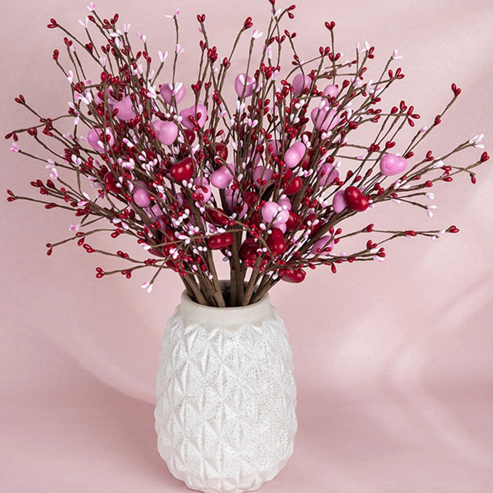 Riforla Valentines Day Decor Hearts Flowers Berry Stems Gifts White ...