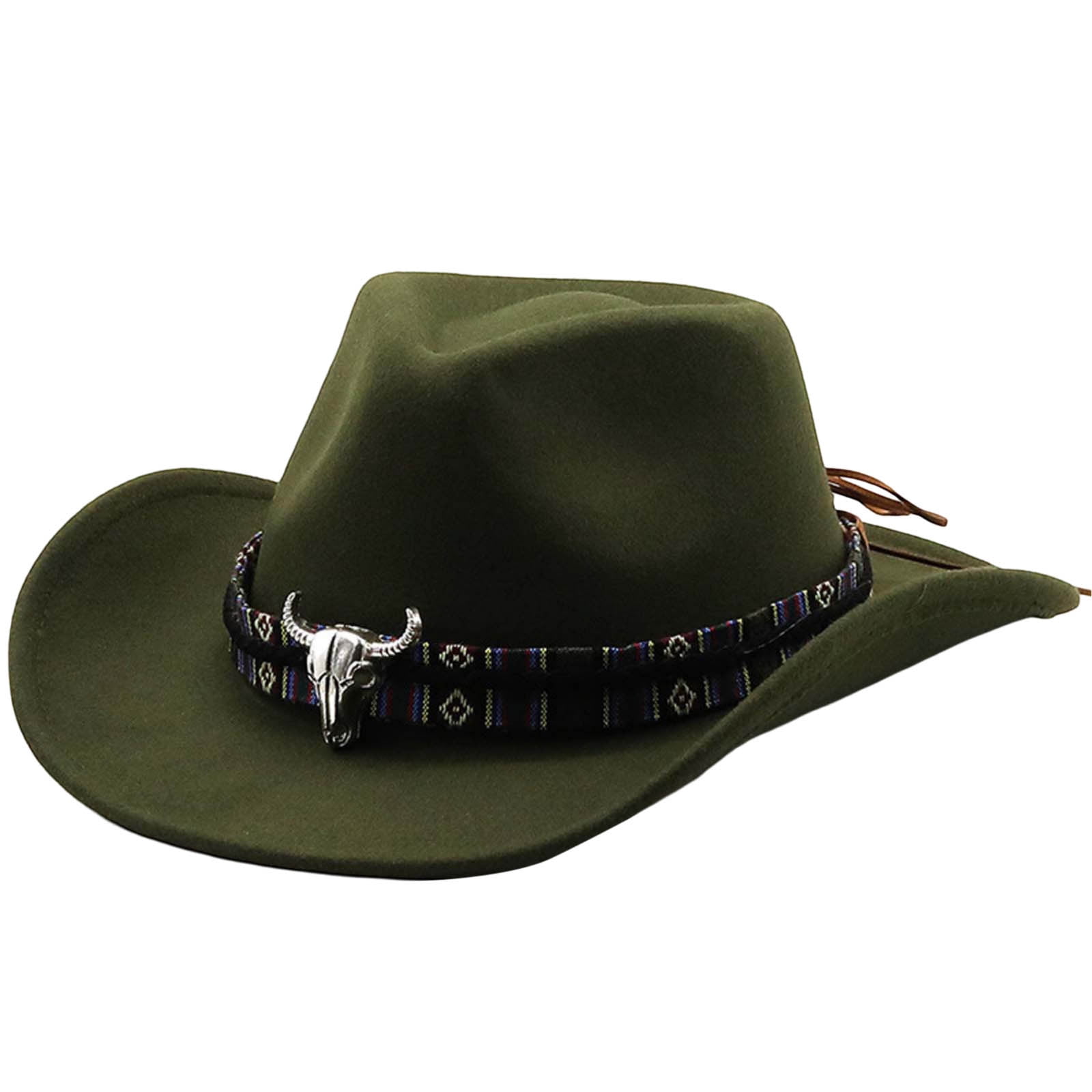Riforla Western Cowboy Style Hat Jazz Bowler Hat Cow Head Decoration ...