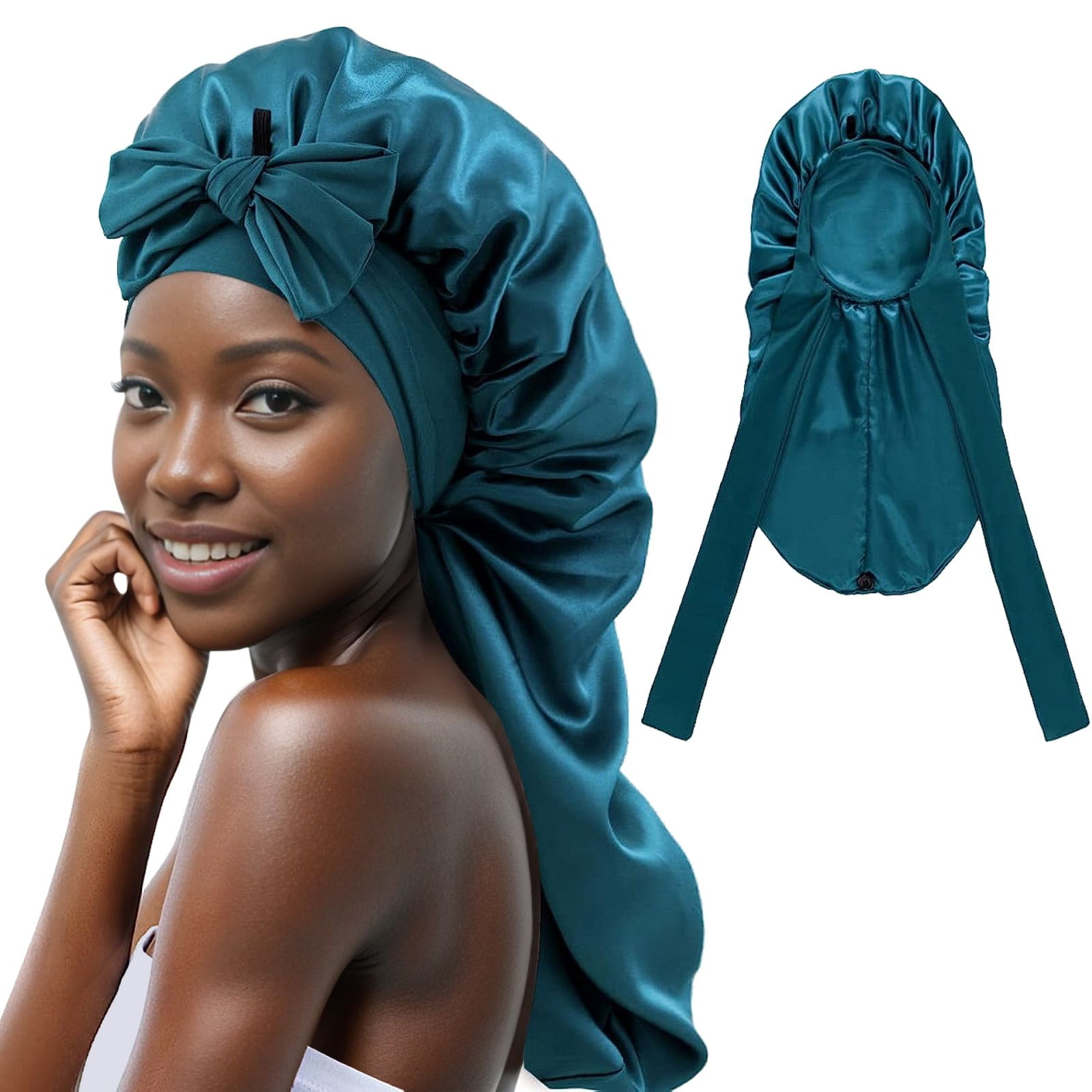 Riforla Woman Braid Bonnet Foldable Extra Long Bonnet for Braids Silk ...