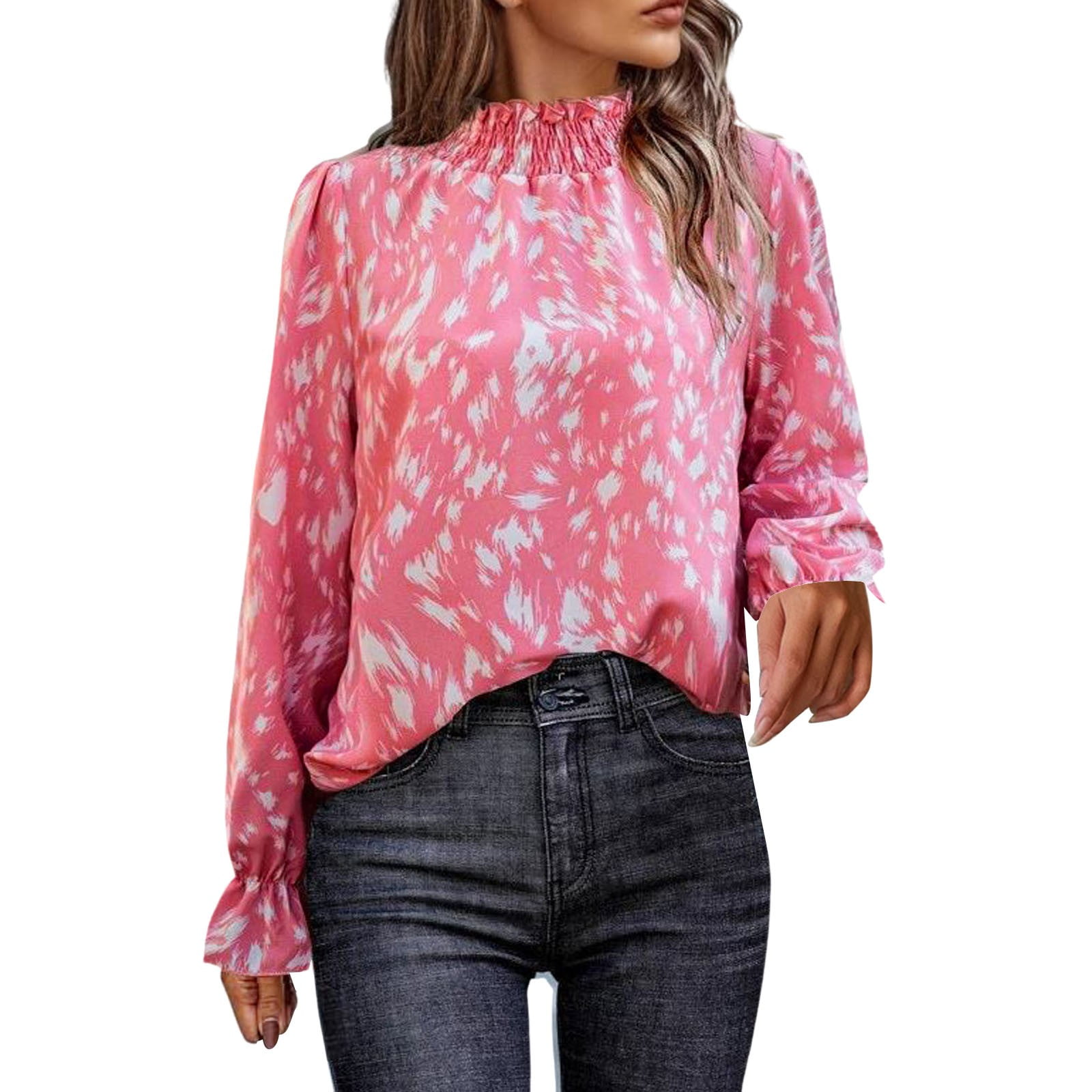 Riforla Women's Autumn Long Sleeve Loose Fit Leopard Print Half ...