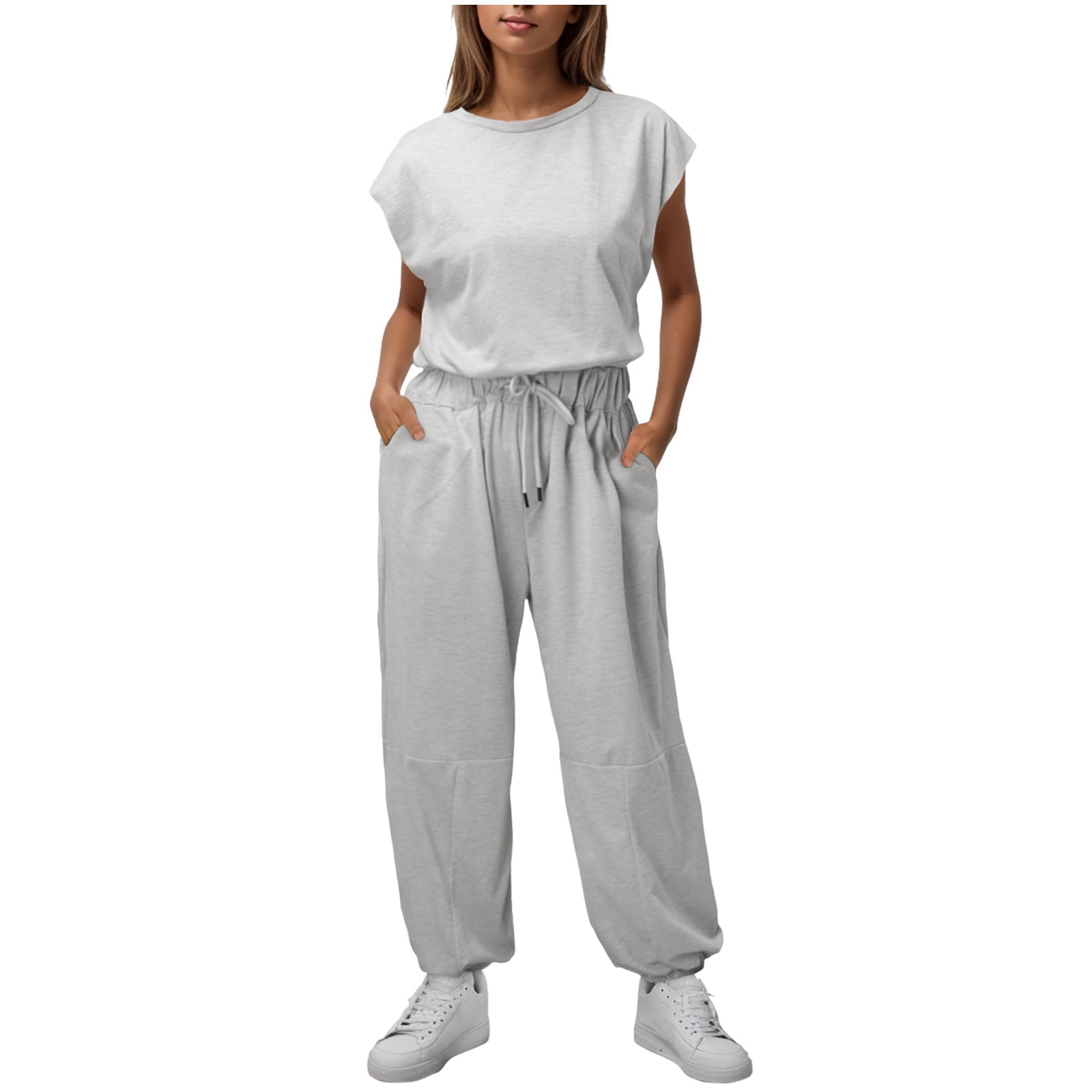 Riforla Womens Open Back Jumpsuits Casual Loose Fit Overalls Workout ...