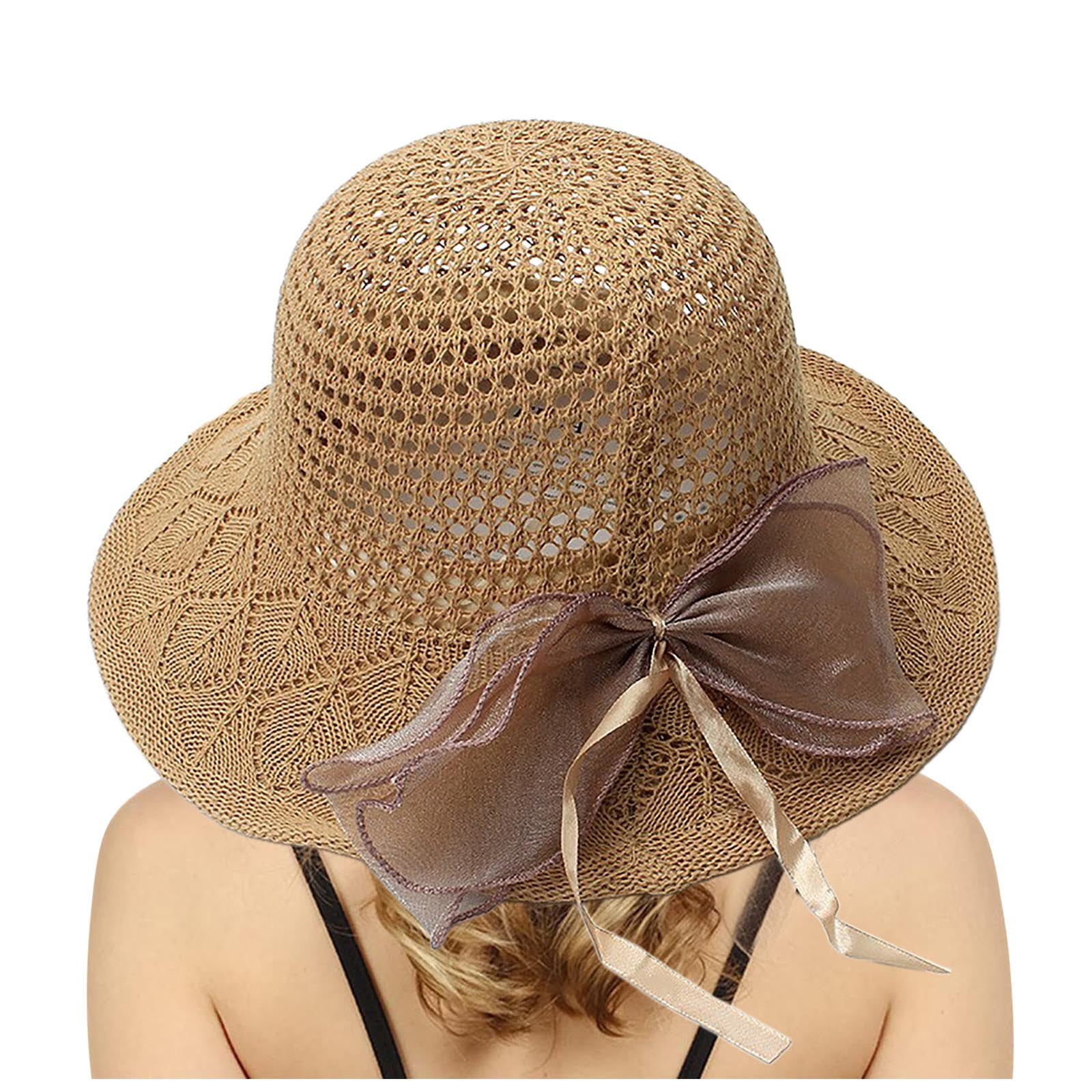 Riforla Womens Summer Dress Hat Wide Leaf Flower Bridal Shower Hat Sun ...