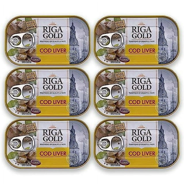 Riga Gold Cod Liver in Own Oil 4.27oz/ 121g From Iceland (Pack 6 ...