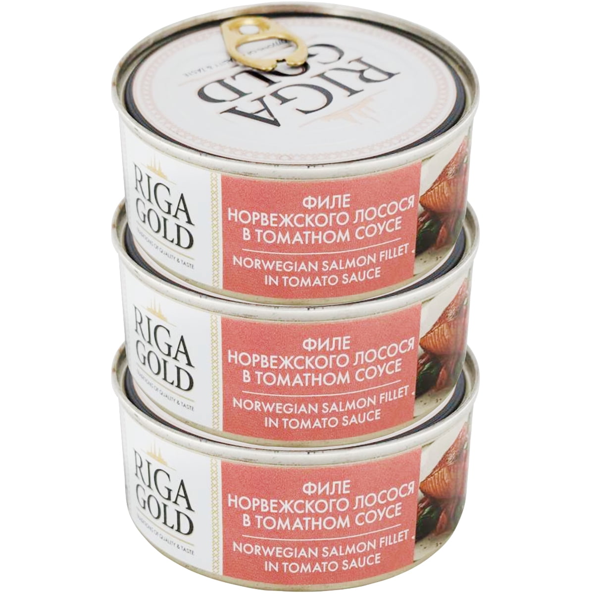 Riga Gold Norwegian Salmon Fillet in Tomato Sauce 240g/ 0.53lb - Set of ...