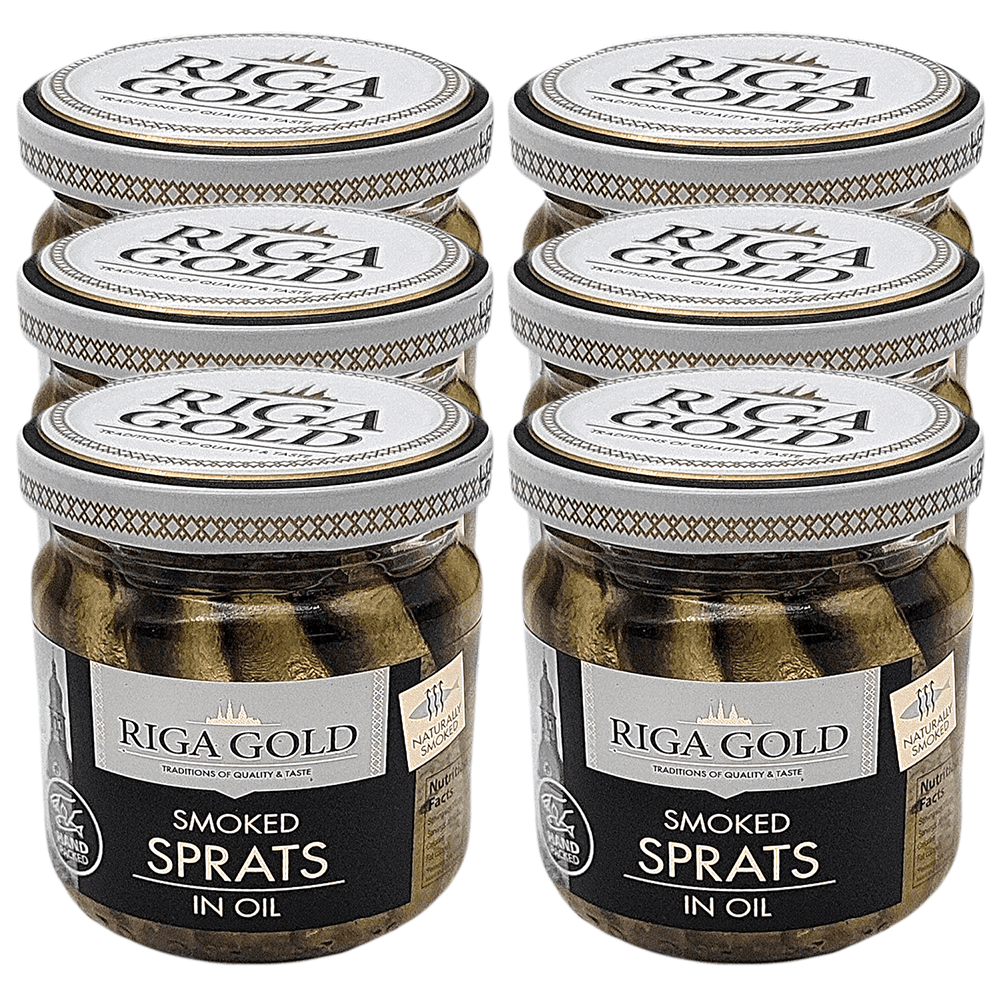 Riga Gold Smoked Sprats in Oil 100g/0.22 lb - Set of 6 - Walmart.com