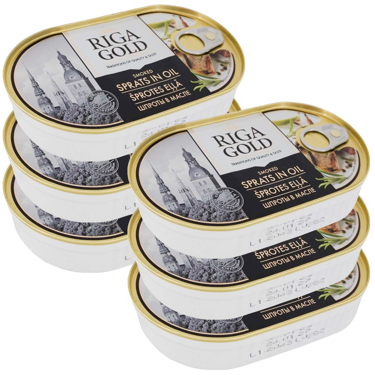 Riga Gold Smoked Sprats in Oil 190g/ 0.43lb - Set of 6 - Walmart.com