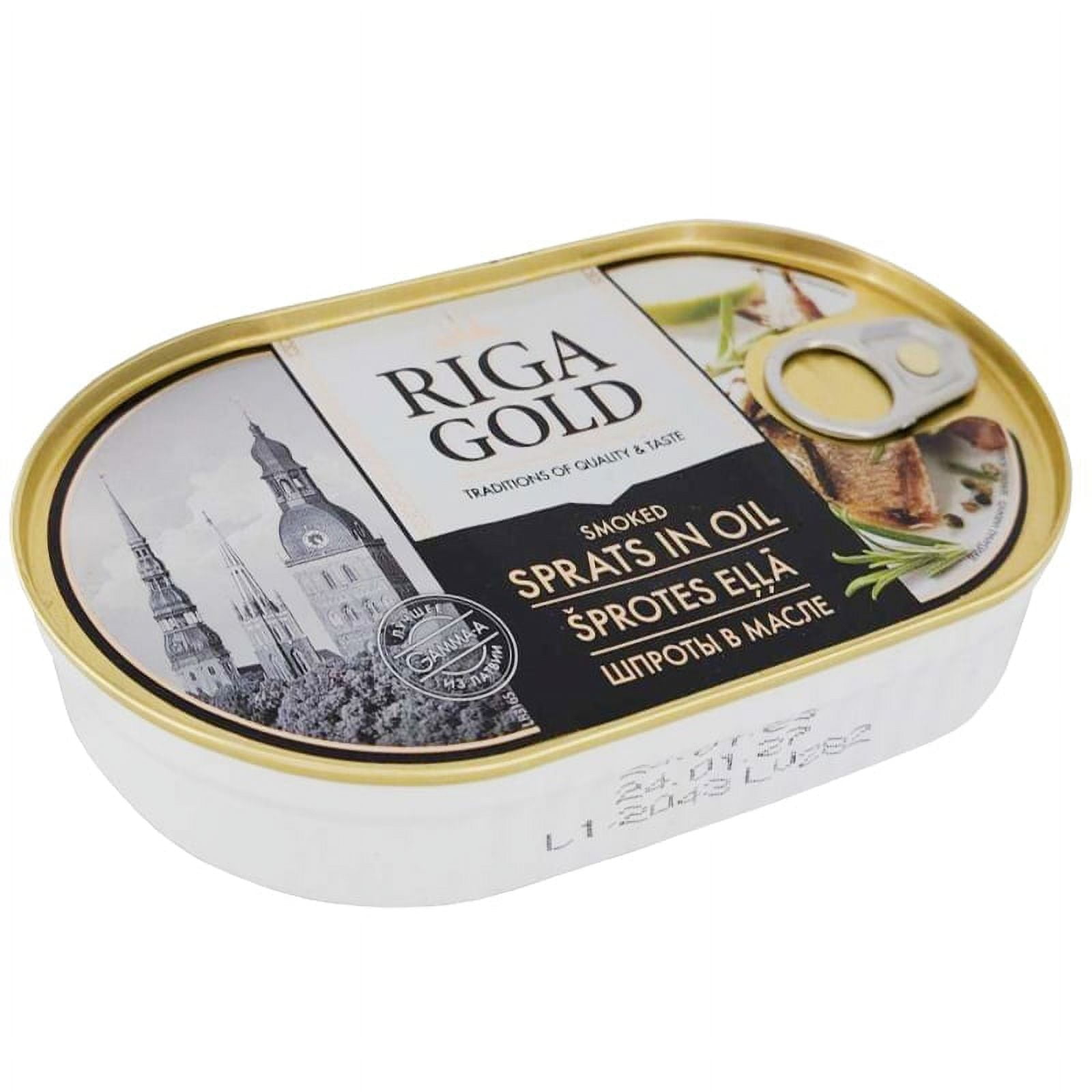 Riga Gold Smoked Sprats in Oil 190g/ 0.43lb - Walmart.com
