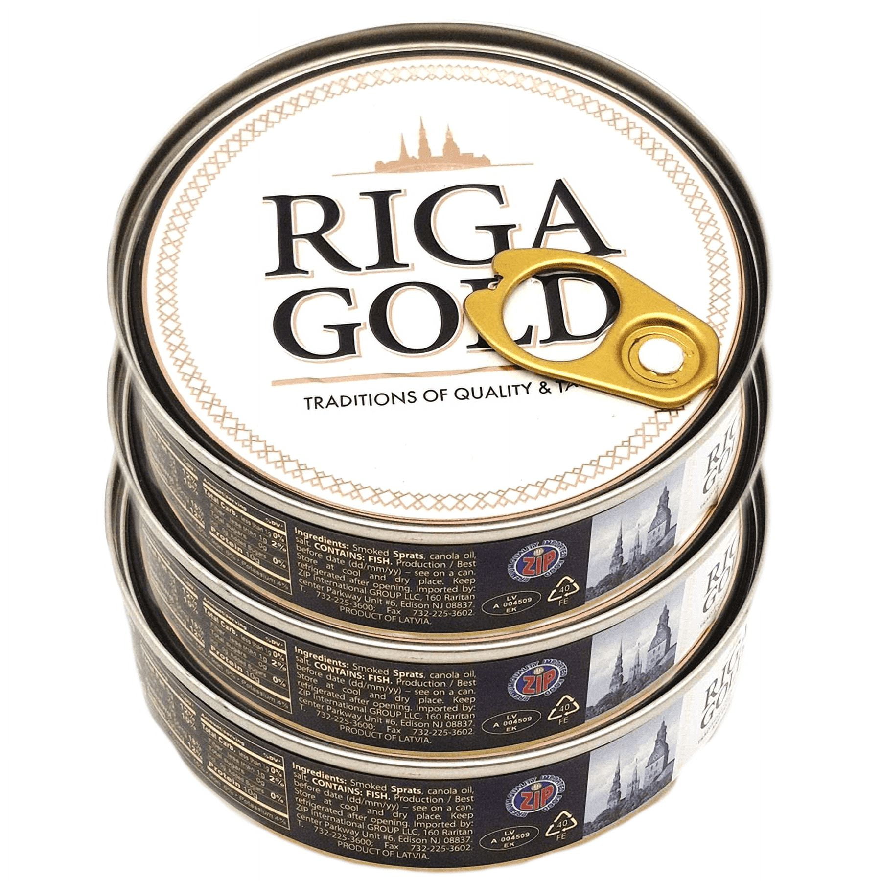 Riga Gold Smoked Sprats in Oil Easy Open Tin Can 160g/0.35lb - Set of 3 ...