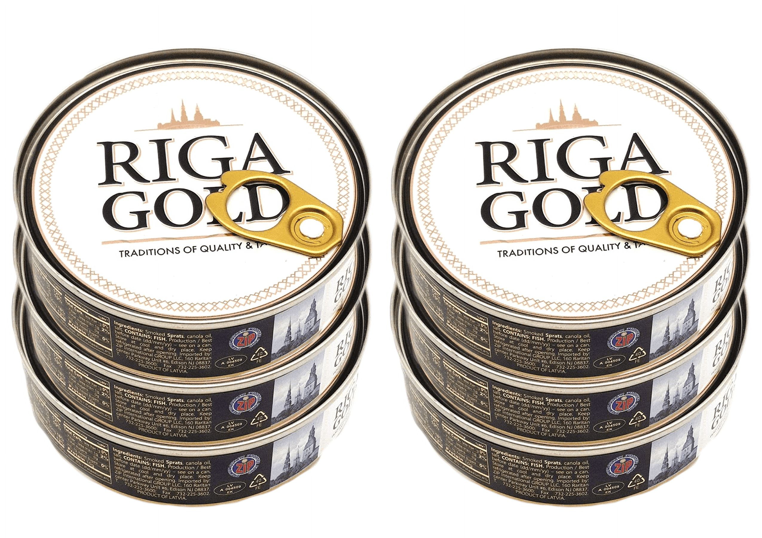 Riga Gold Smoked Sprats in Oil Easy Open Tin Can 160g/0.35lb - Set of 6 ...