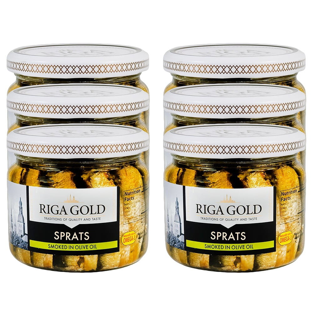 Riga Gold Smoked Sprats in Olive Oil 270g/0.6 lb - Set of 6 - Walmart.com