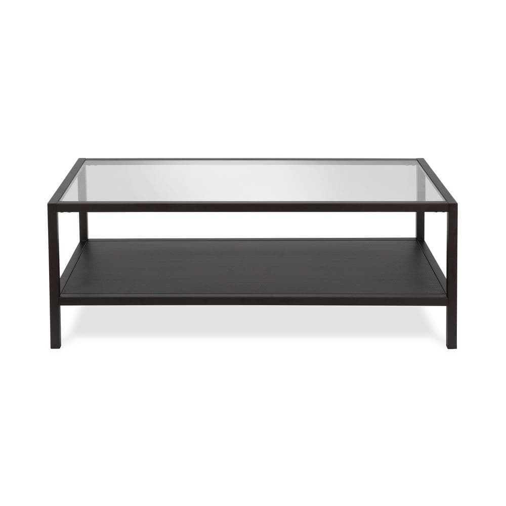 Rigan 45 in. Blackened Bronze Rectangle Glass Top Coffee Table with ...