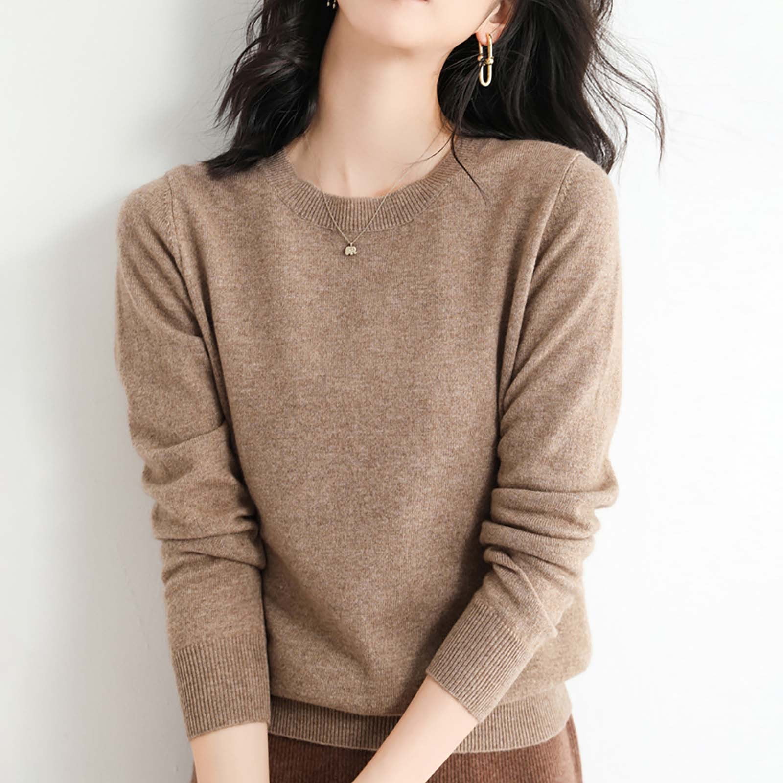 Rigardu Light Sweaters for Women Long Sleeve Crew Neck Lightweight Soft ...