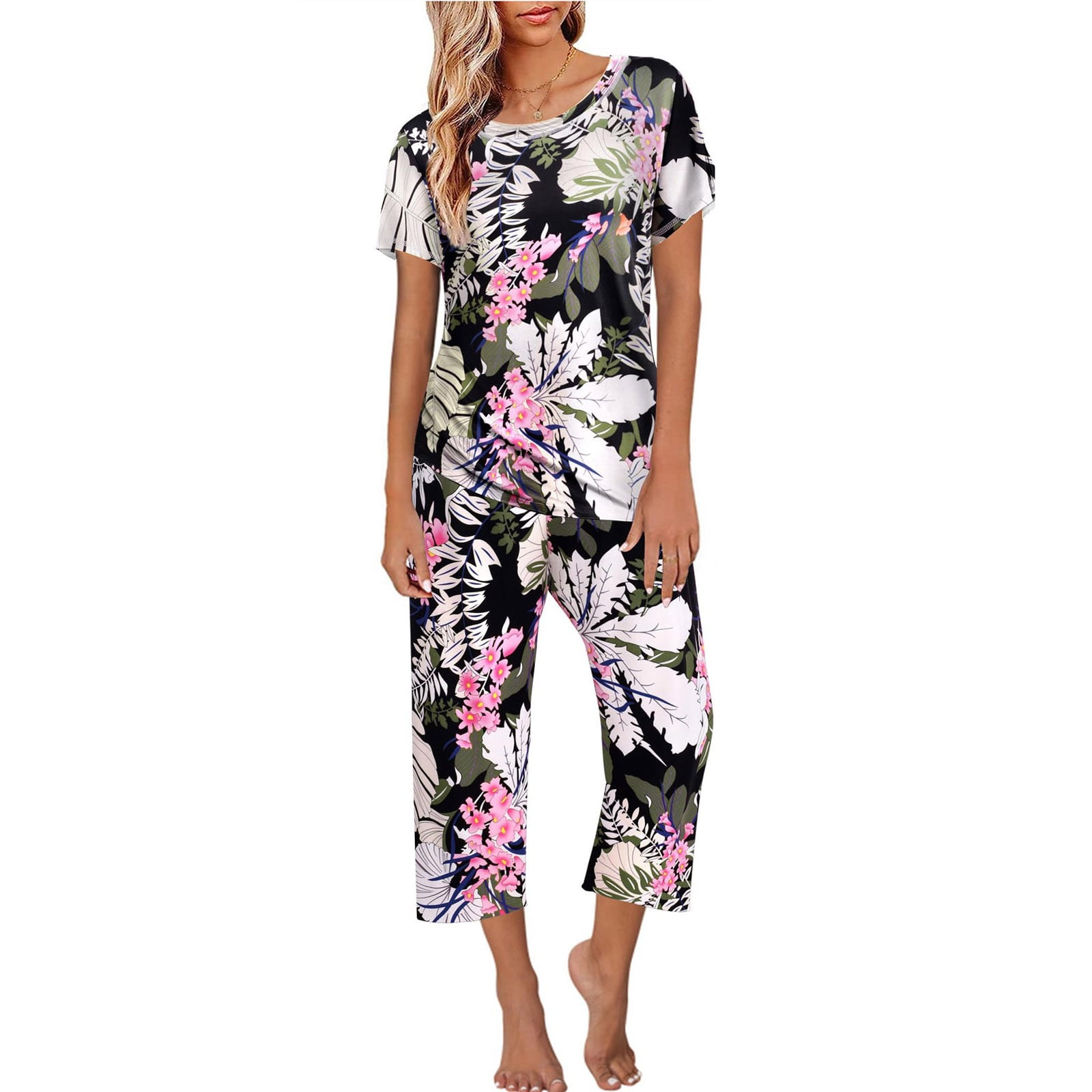 Rigardu Pajama Sets for Women 2 Piece Short Sleeve Womens Pajamas Short ...