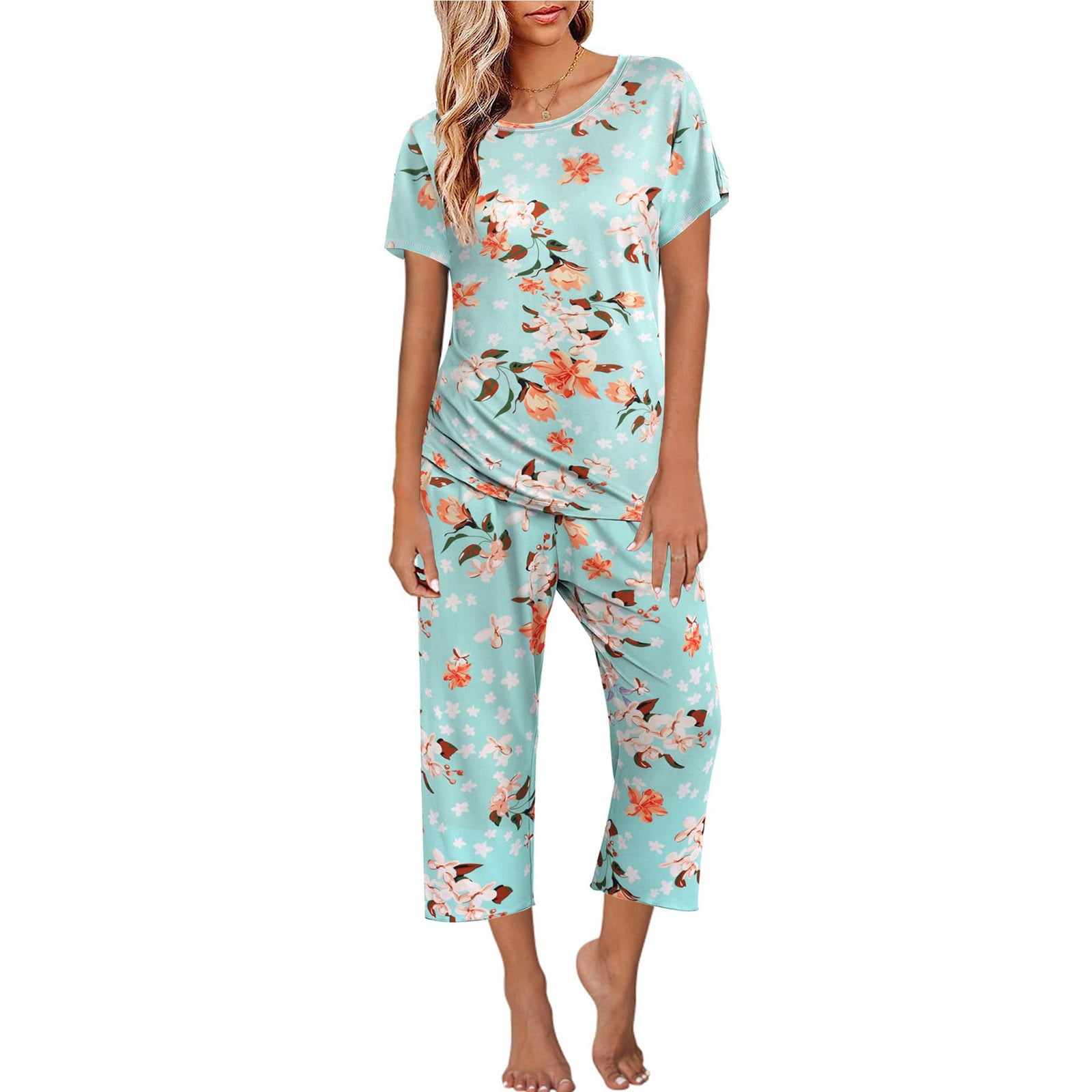 Rigardu Pajama Sets for Women 2 Piece Short Sleeve Womens Pajamas Short ...