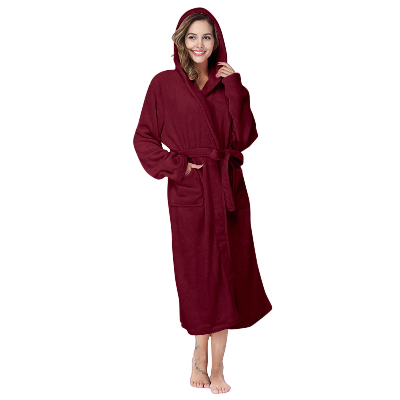 Rigardu Robes for Women Bathrobe Long Women Hooded Bathrobe Lightweight ...
