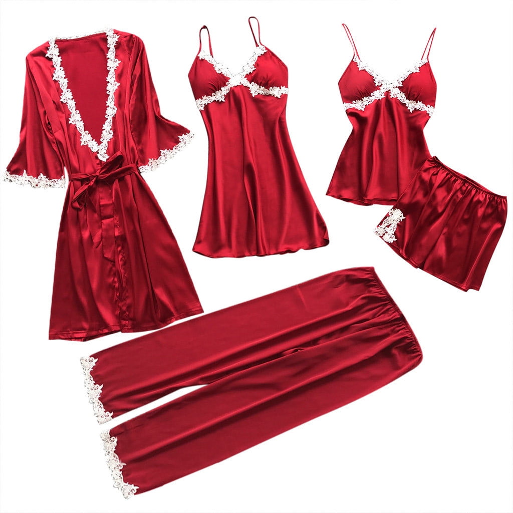 Rigardu Suit Underwear Lingerie Women 5PC Lace Dress Sleepwear ...