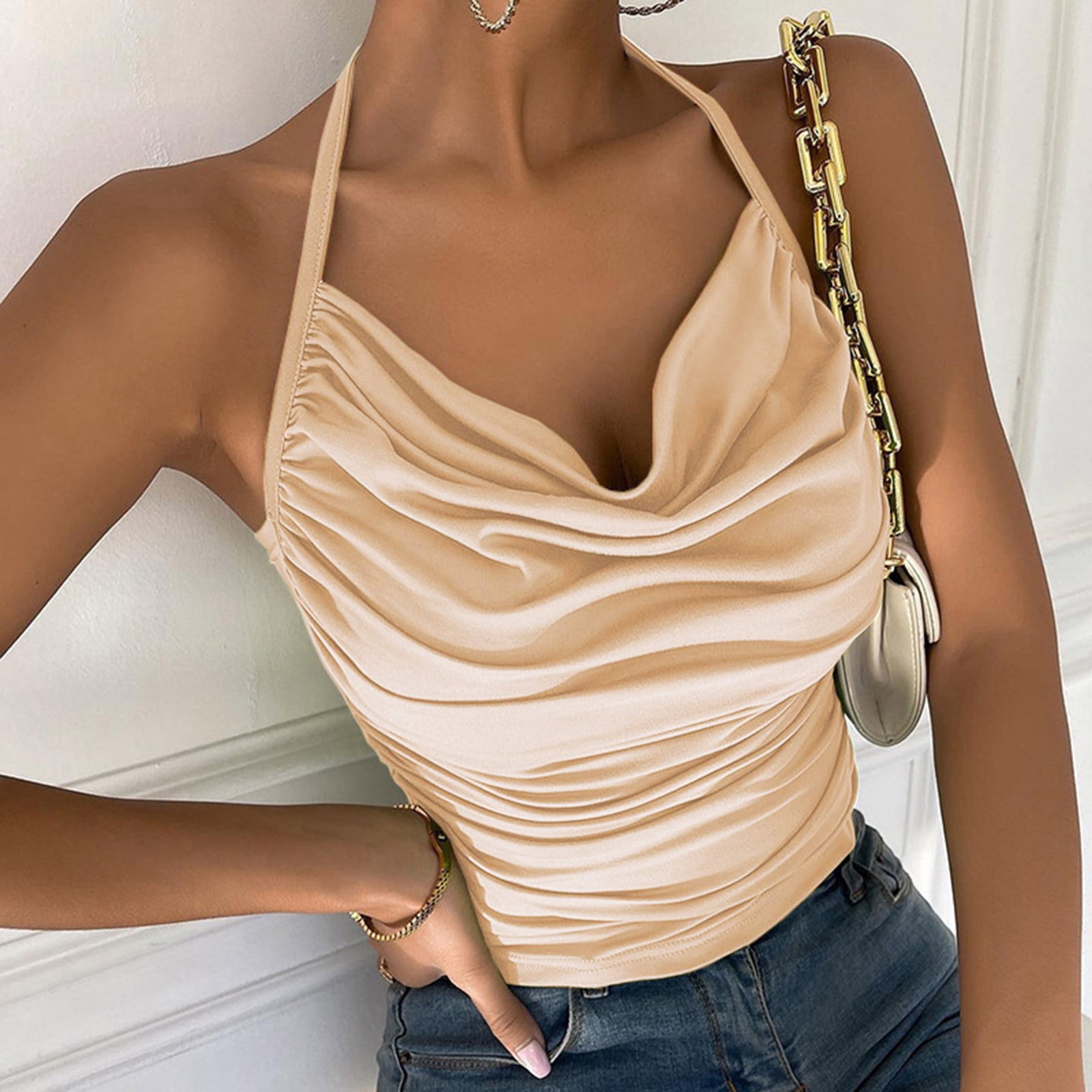 Rigardu Summer Tops For Womens Neck Spaghetti Strap Shirts Shoulder