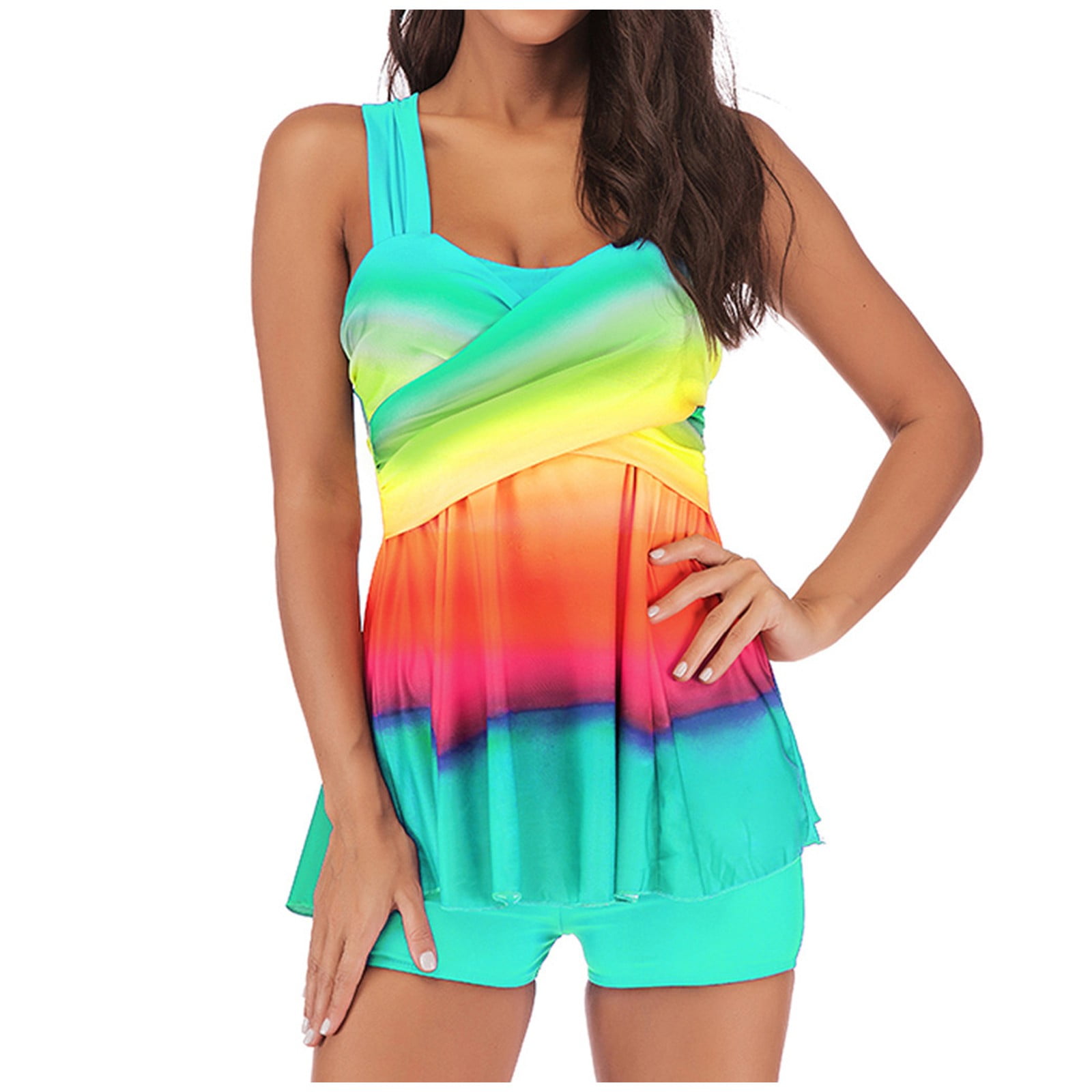 Rigardu Womens 2025 Tankini Swimsuits Tummy Control Flowy Swimwear Two ...