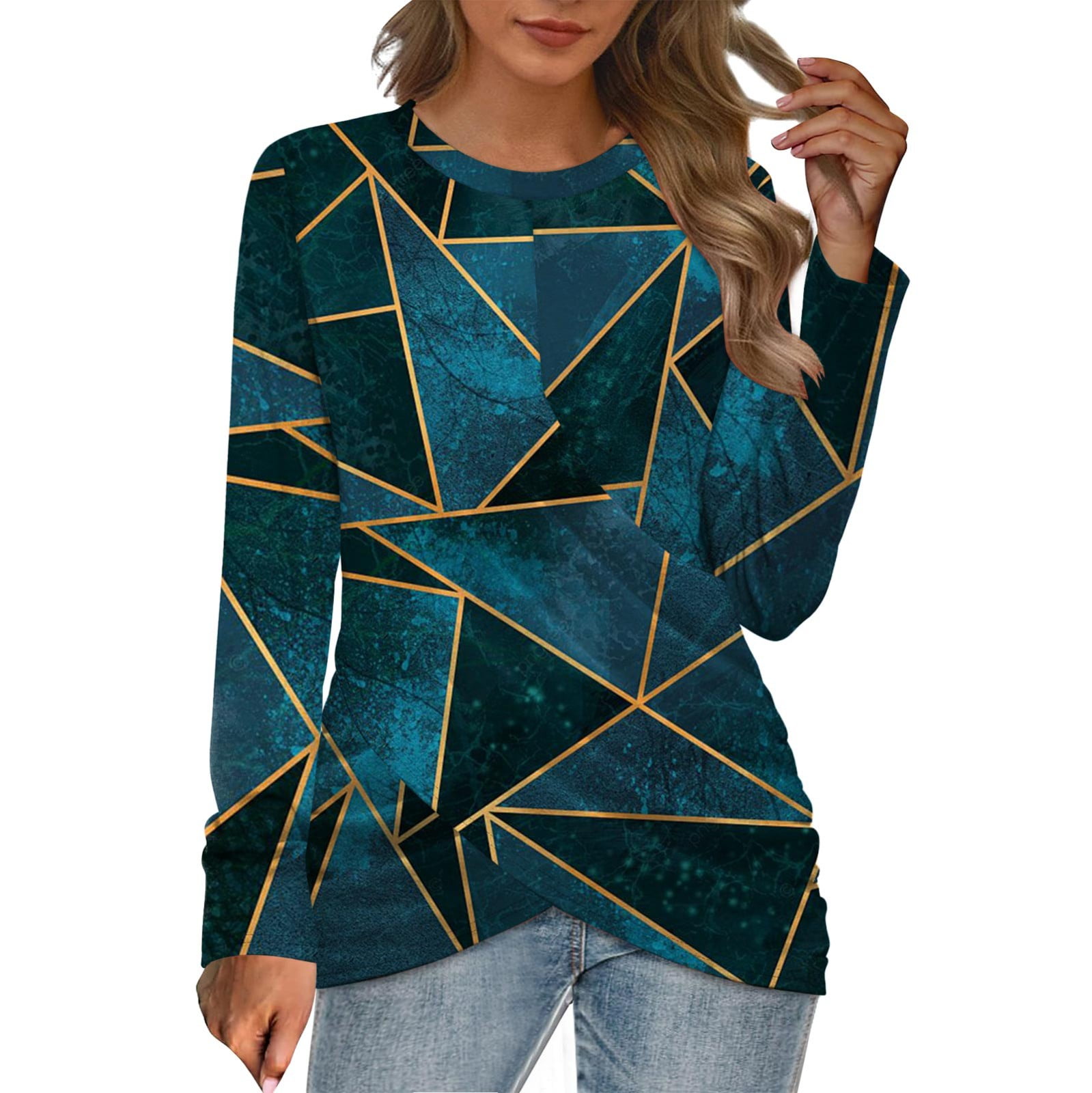 Rigardu Womens Winter Fall Long Sleeve Tunic Crop Tops Casual Front ...