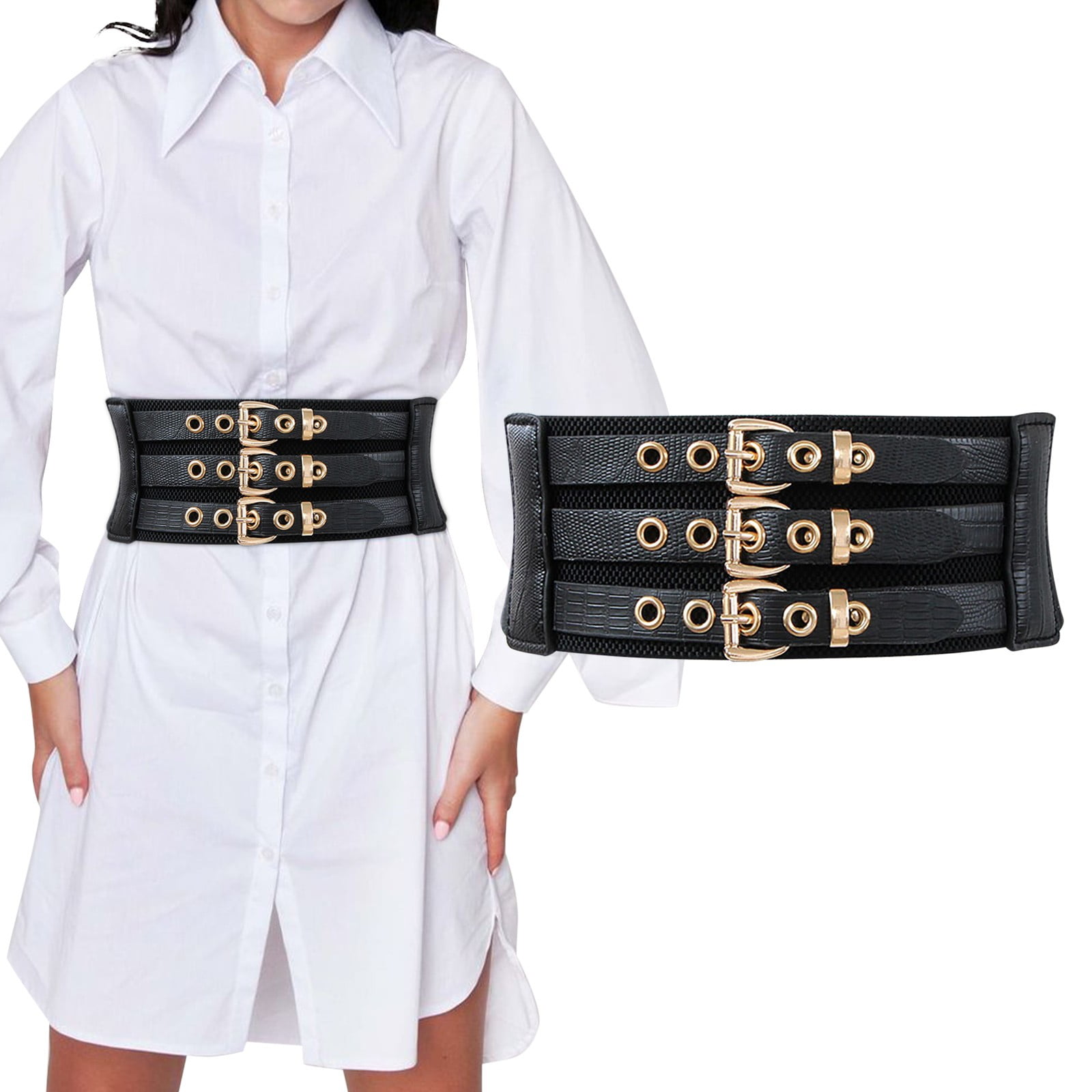 Rigardu belts for women Women's Fashion Wide Waist Belt Elastic Stretch ...