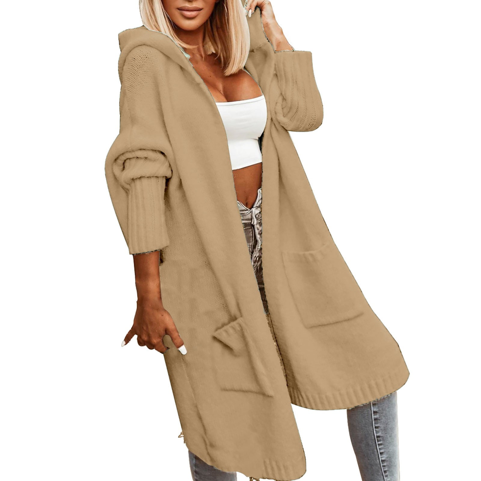 Rigardu cardigan for women Womens Long Cardigans Cable Knitted Open ...