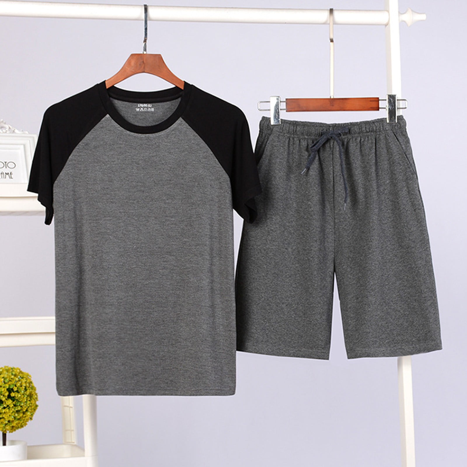 Rigardu men's sleepwear Mens Summer Home Wear Casual Pajamas Home Set ...