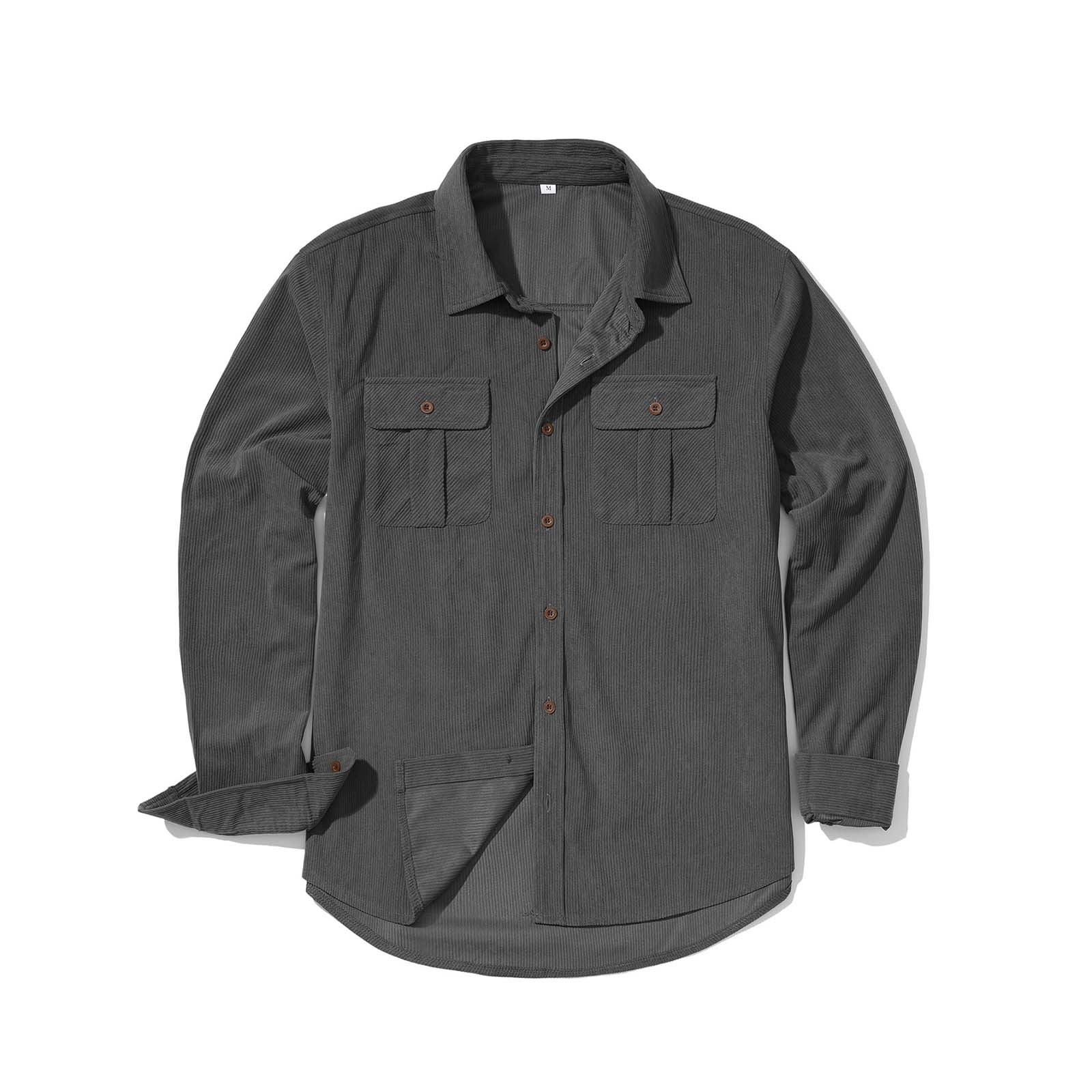 Rigardu shirts for men Men's Casual Fall Corduroy Shirt Long Sleeve ...