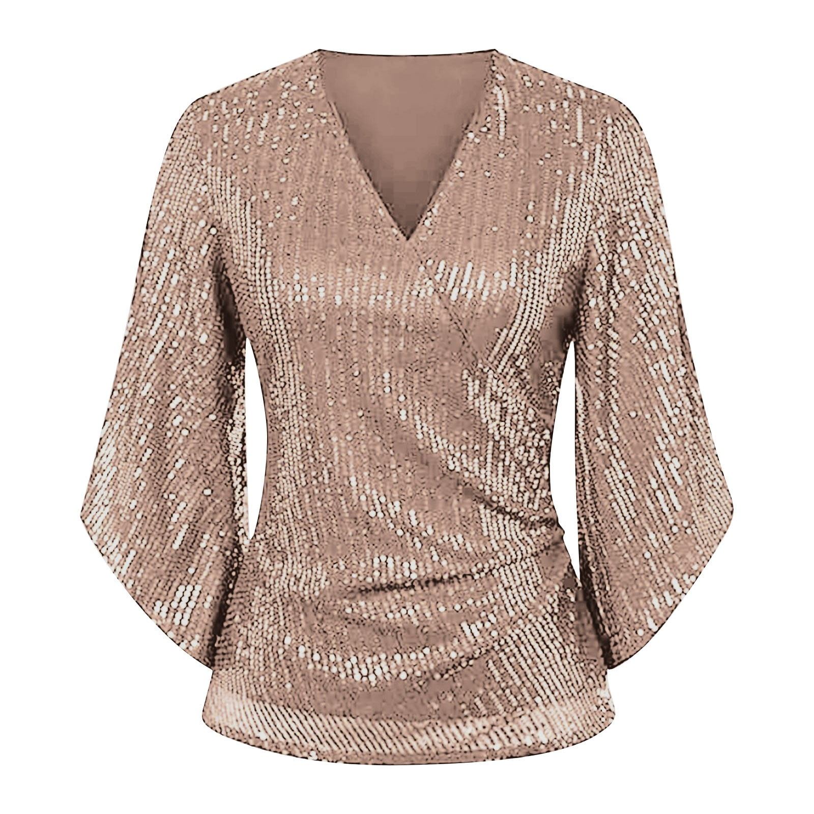 Rigardu shirts for women Womens Sequin Tops 3/4 Sleeve Glitter Sparkly ...