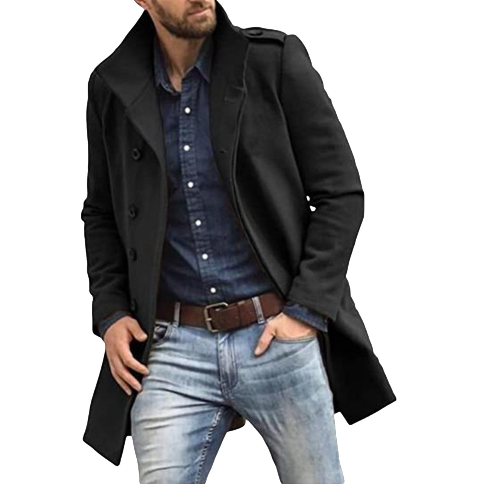 Rigardu winter coats for men mens winter coats Winter Warm Solid Pocket Woolen Coat Men'S Thick ...