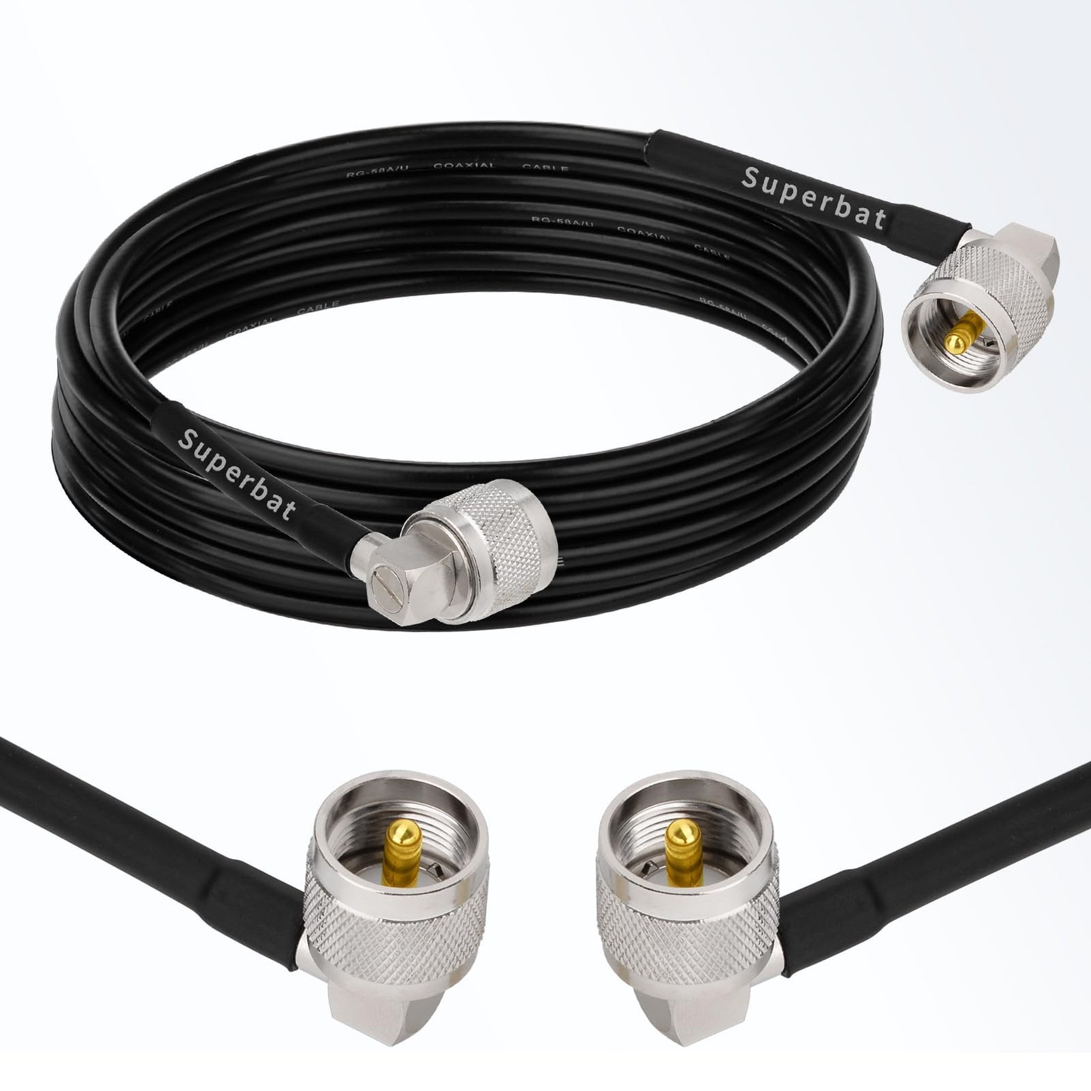 Right Angle 10FT RG58 UHF Coax Cable for CB and Ham Radio Applications ...