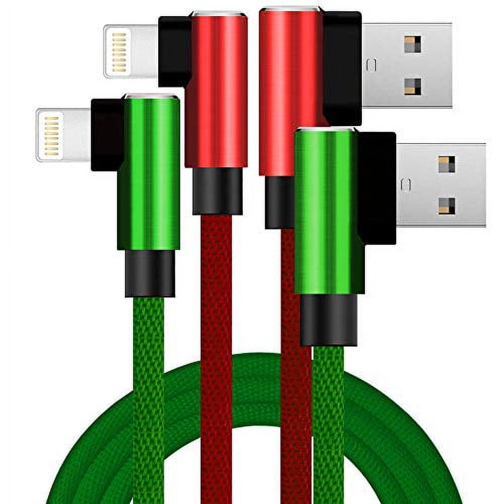 Right Angle Chargers Nylon Braided Lightning to USB A Cable 90-Degree ...