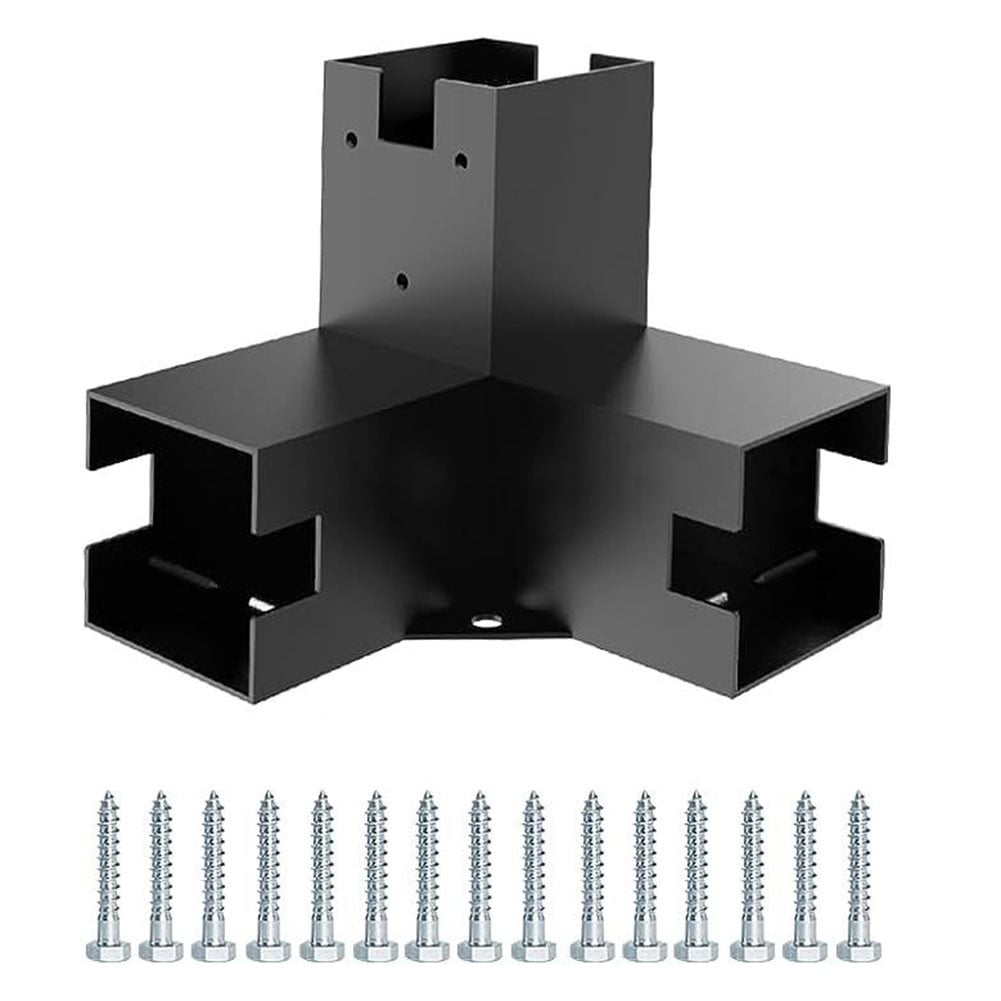 Right Angle Corner Bracket with Pergola Post Base for Wood Beams ...