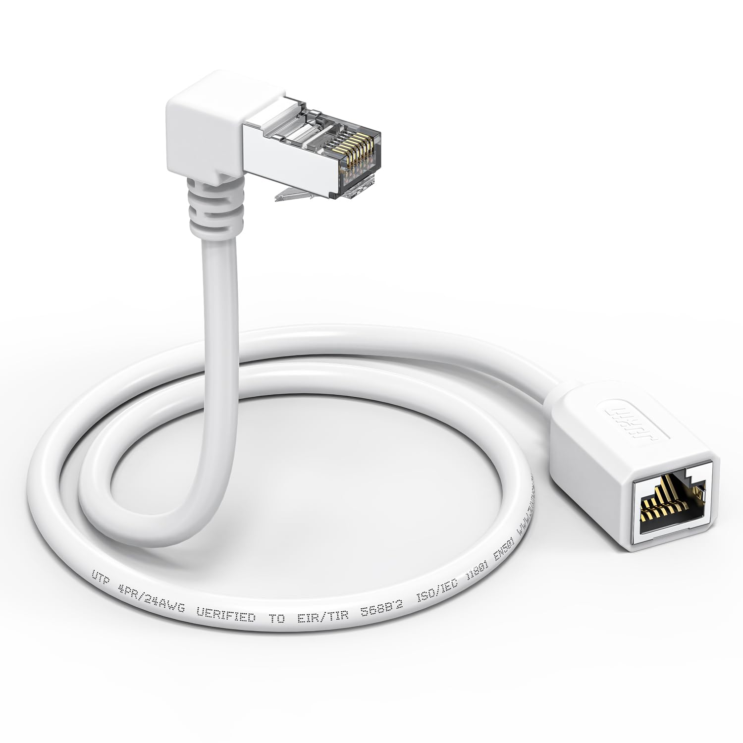 Right Angle Ethernet Extension Cable UPangle 1.5ft-White, 90 Degree ...