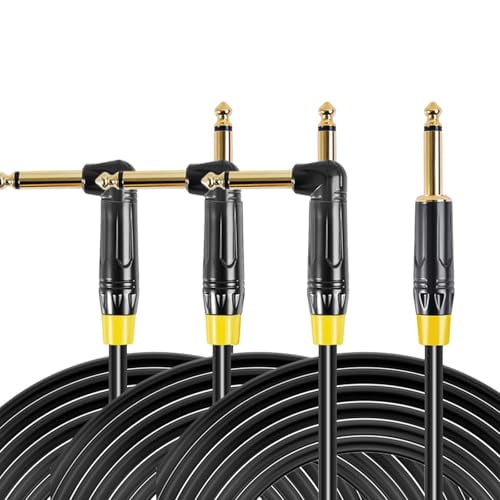 Right Angle Guitar Cable 3 Pack 10ft, 1/4 inch TS Instrument Cable, Amp ...