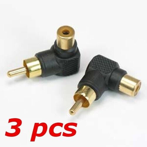 Right Angle L-Shaped RCA Male to Female Adapter Connector 3 Pack - 90 ...