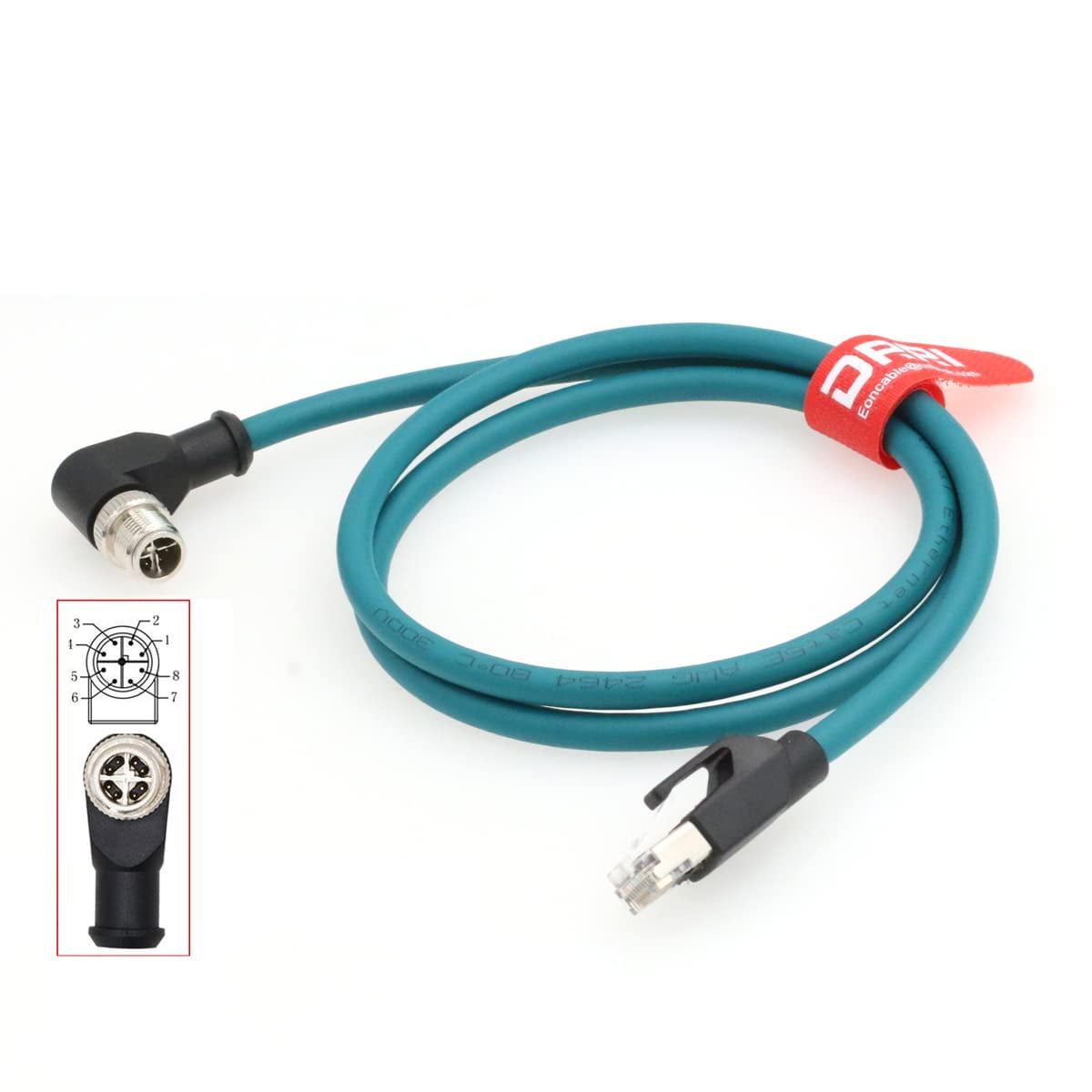 Right Angle M12 X-Coded 8 Pole To Rj45 Industrial Ethernet Cat 7E Cable ...