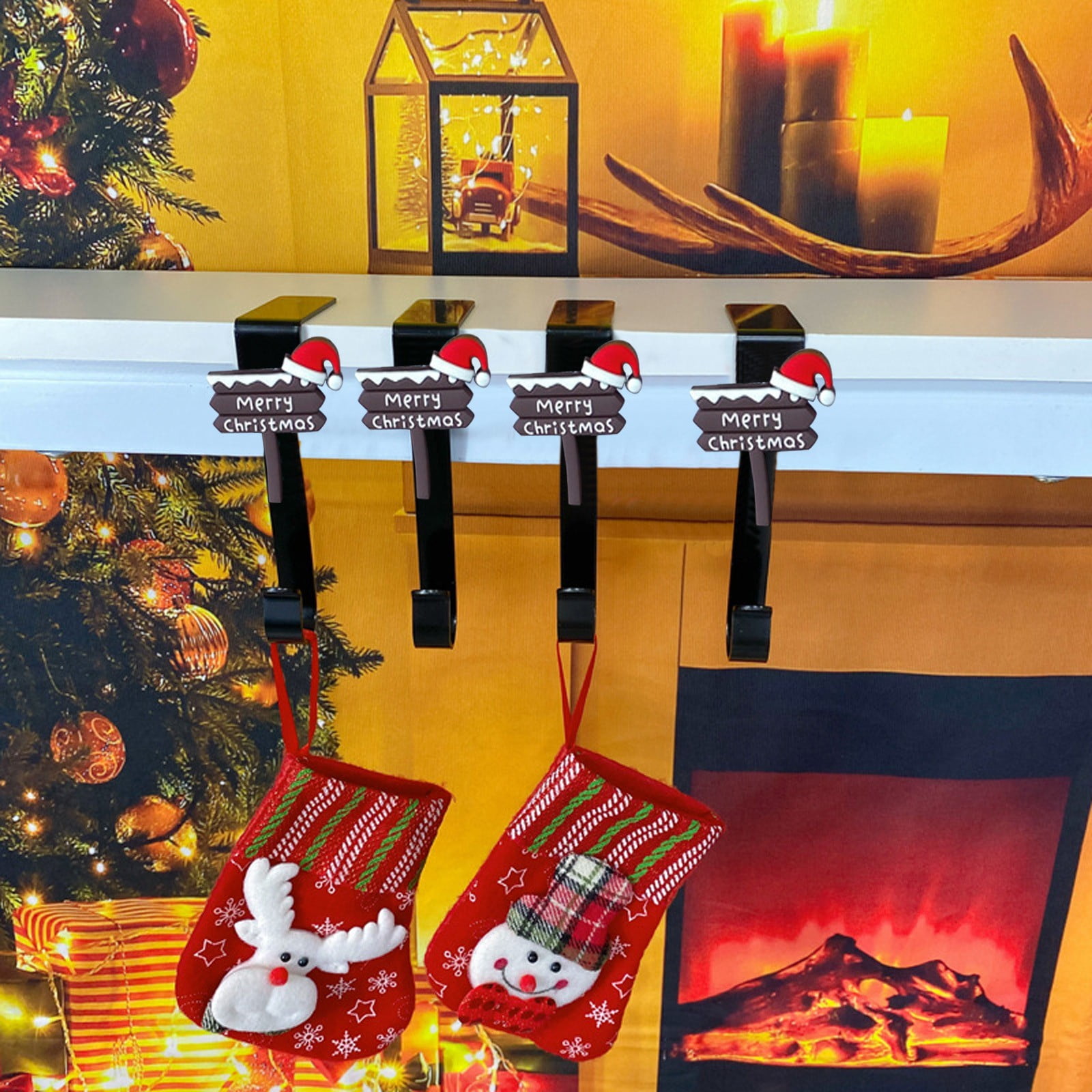 Right-Angle Mantel Hooks for Stockings, Long Hook Design for Fireplaces ...