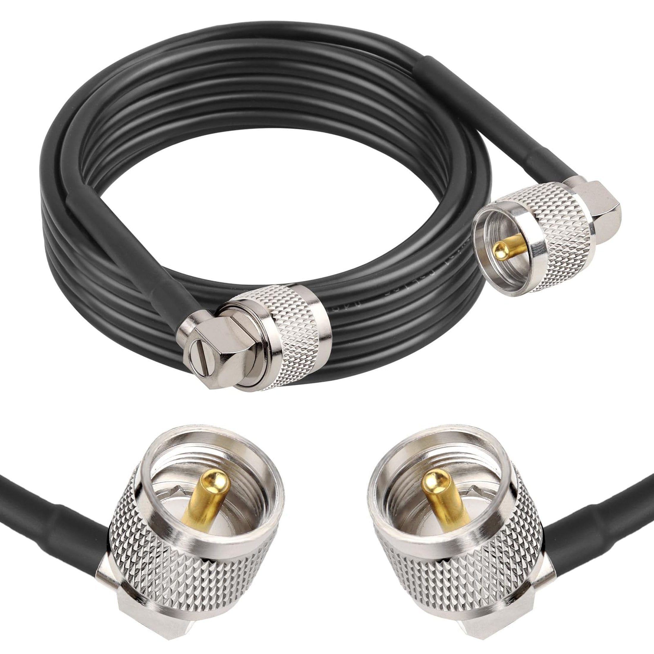 Right Angle RG58 Coax Cable 10FT UHF Male to Male for CB and HAM Radio ...