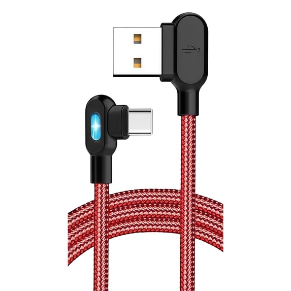 Right Angle Type C Charging Cable with Light Light Fast Charge Support ...