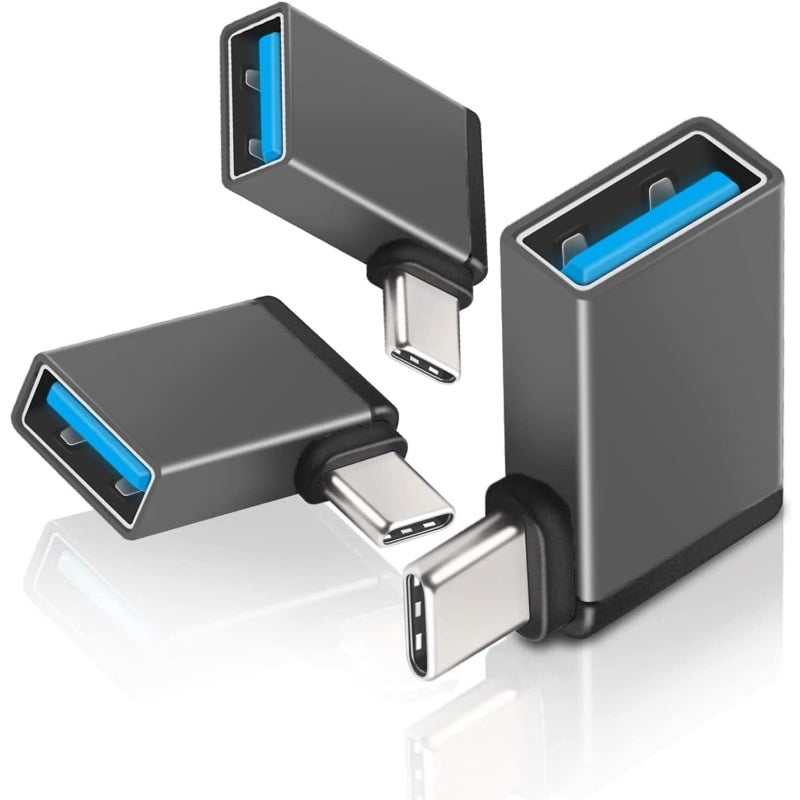 Right Angle USB C To USB Adapter (3 Pack), 90 Degree Type C Male To USB 3.0 Female Converter ...