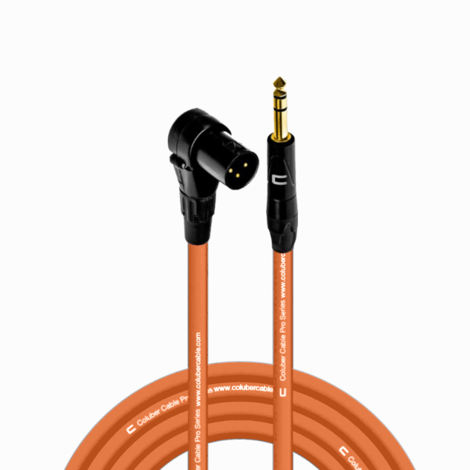 Right Angle XLR Male to 1/4" TRS Male - 15 Feet - Orange - Pro 3-Pin ...