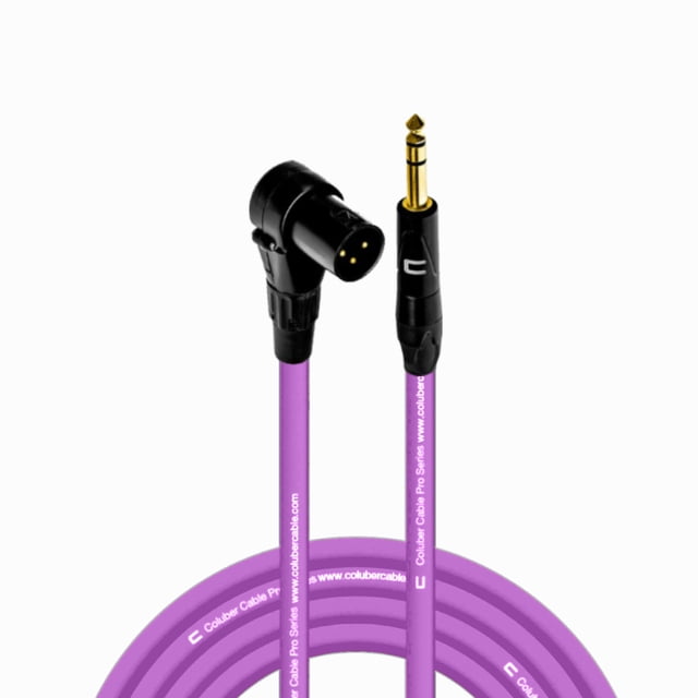 Right Angle XLR Male to 1/4" TRS Male - 30 Feet - Purple - Pro 3-Pin ...