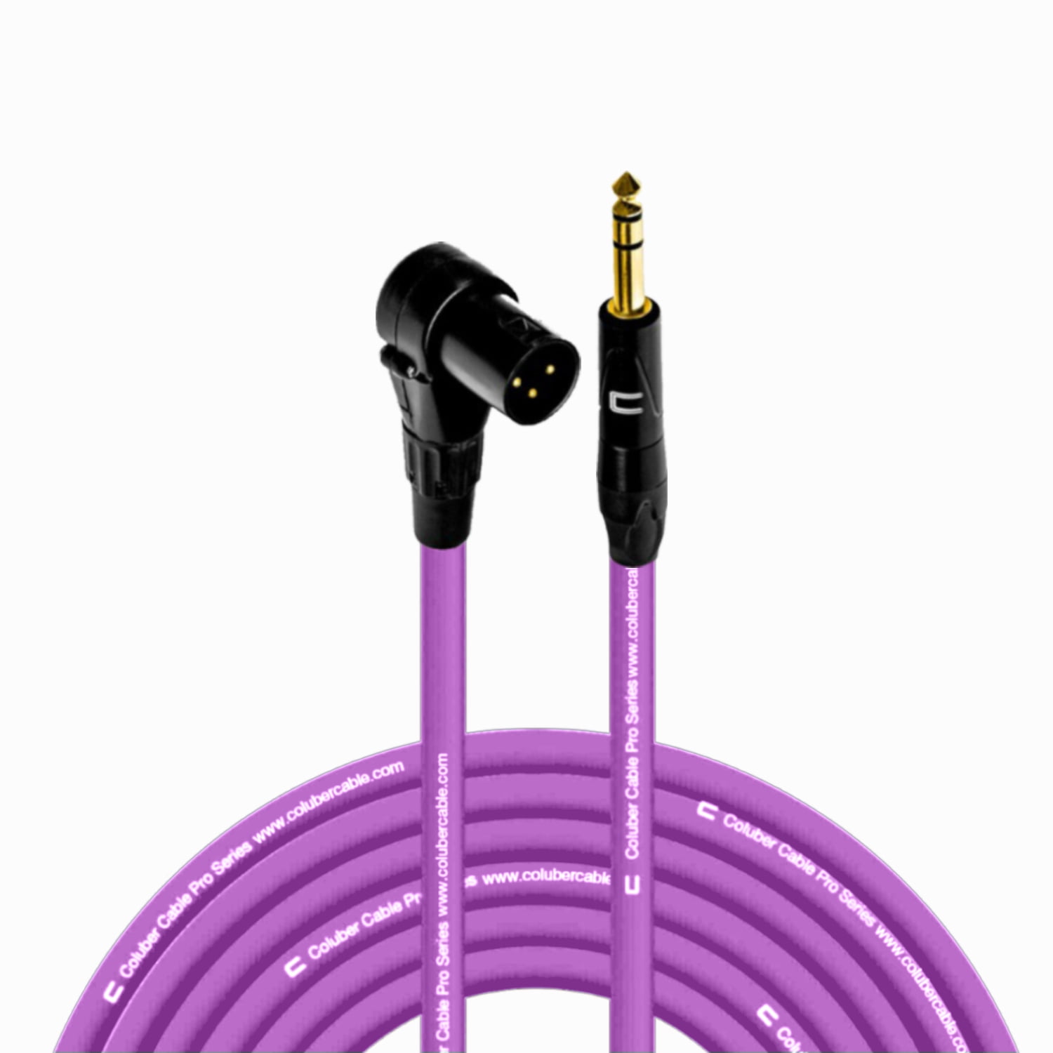 Right Angle XLR Male to 1/4" TRS Male - 35 Feet - Purple - Pro 3-Pin ...
