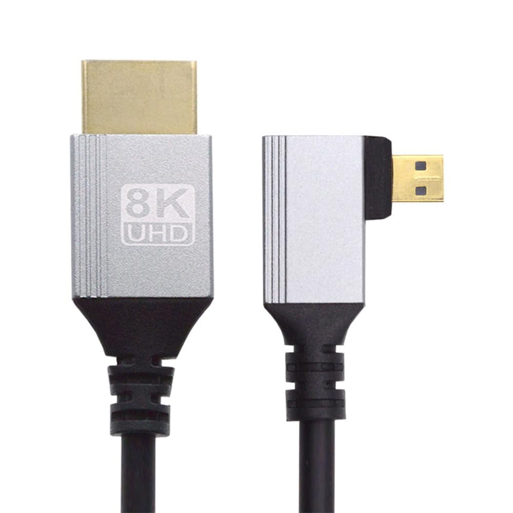 Right Angled HDTV 90 Degree Micro HDMI 2.1 Ultra Thin Cable 8K 4K Hyper ...