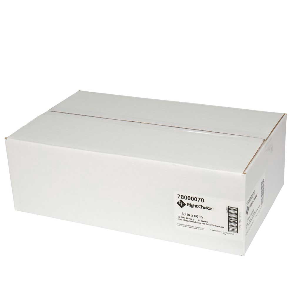 Right Choice Black 22 Mic HDPE 60-Gal Can Liner, 38 x 60 inch -- 150 ...