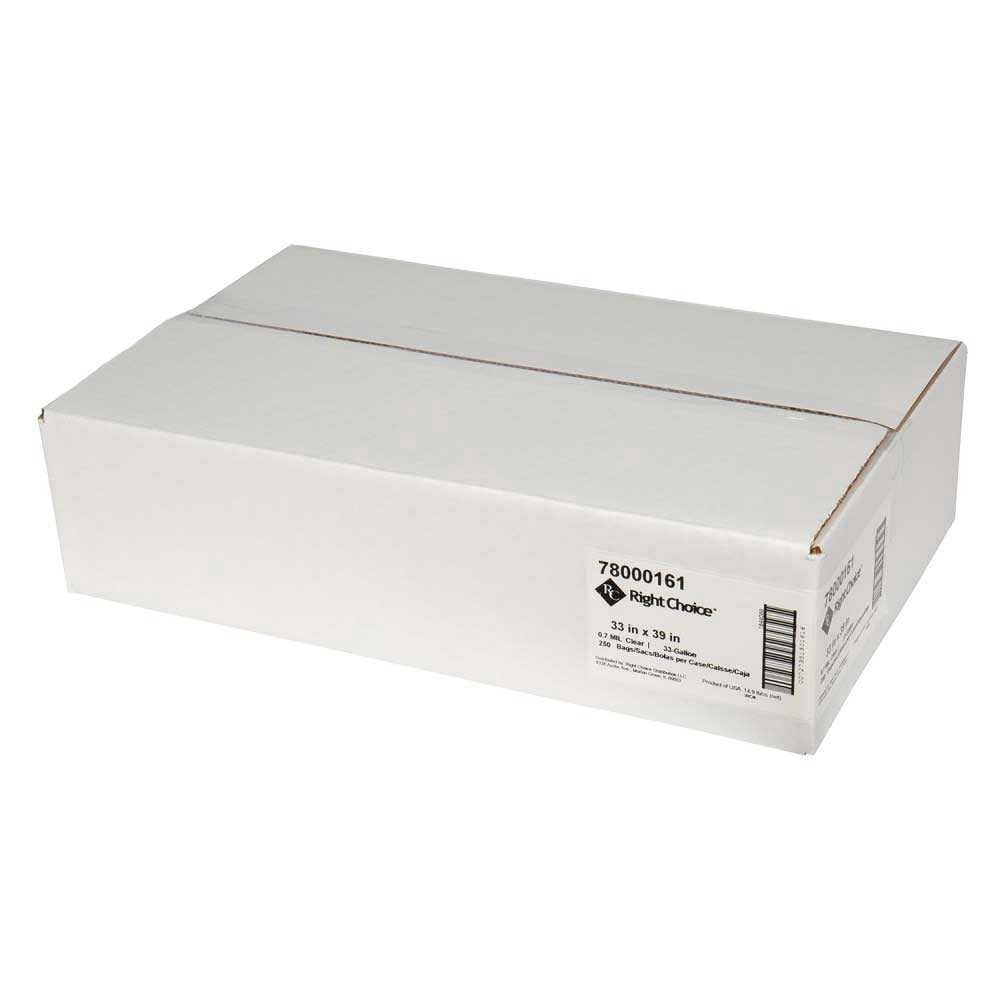 Right Choice Clear 0.7 Mil LDPE 33-Gallon Can Liner, 33 x 39 inch ...