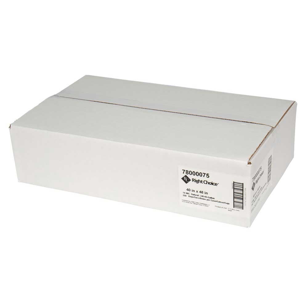 Right Choice Natural 14 Mic HDPE 40/45-Gallon Can Liner, 40 x 48 inch ...
